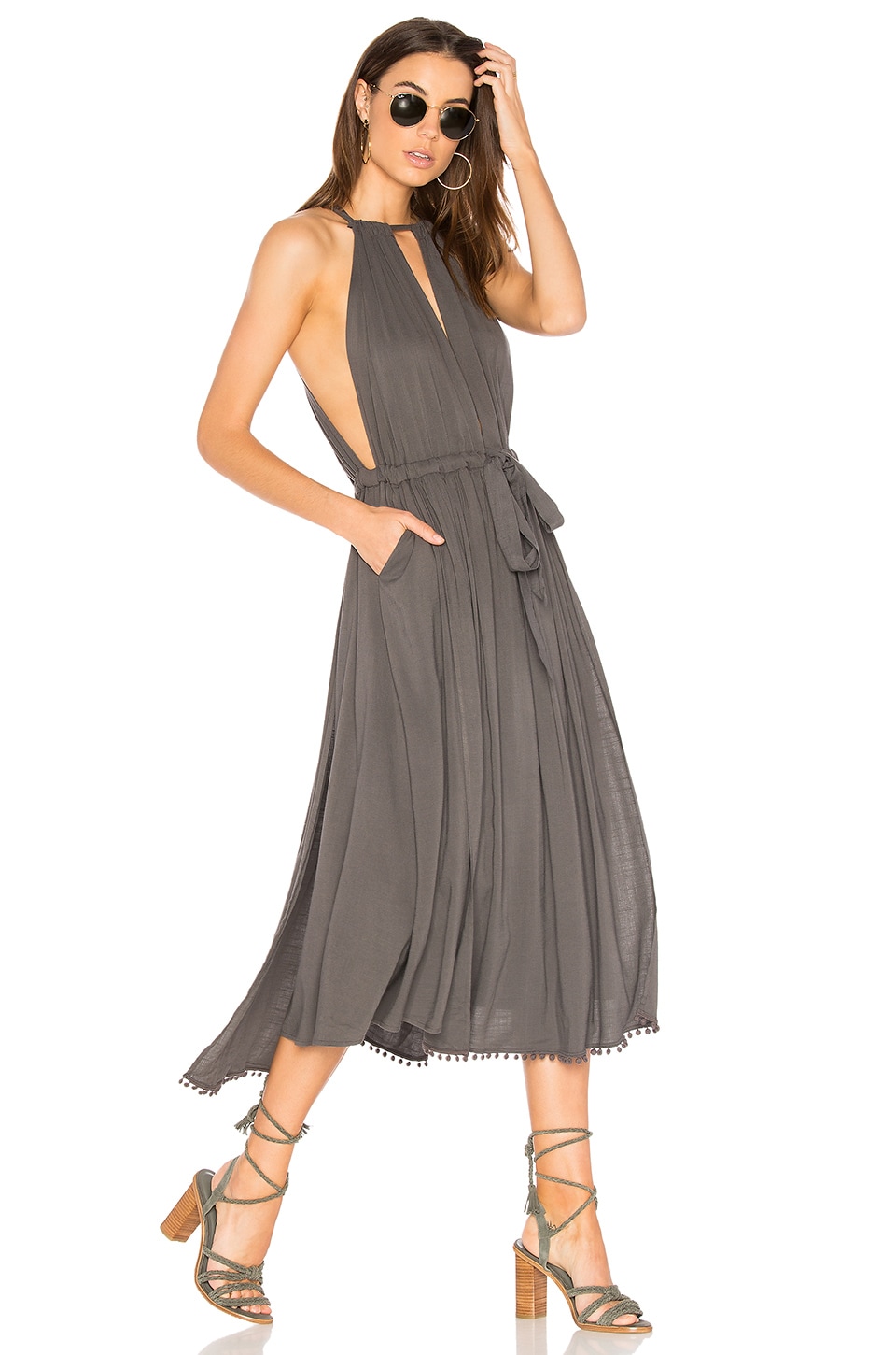 Free People Spring Love Midi Dress in Carbon | REVOLVE