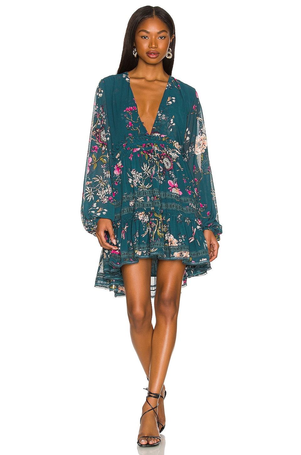 Free People Cherry Blossom Mini Dress in Emerald Combo | REVOLVE