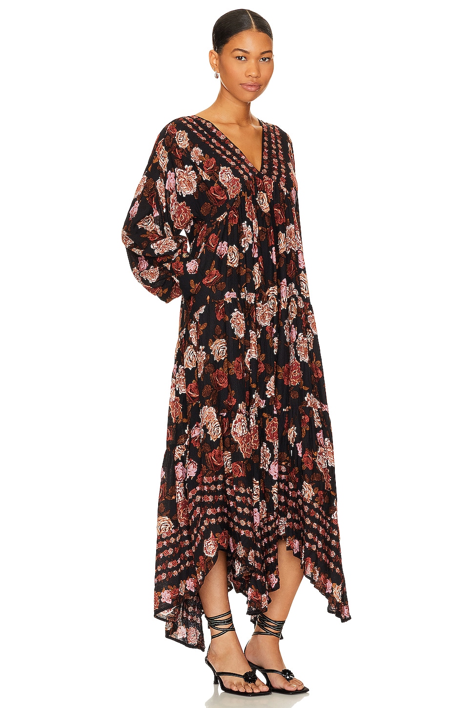 Free People Rows Of Roses Maxi Dress in Black Combo | REVOLVE