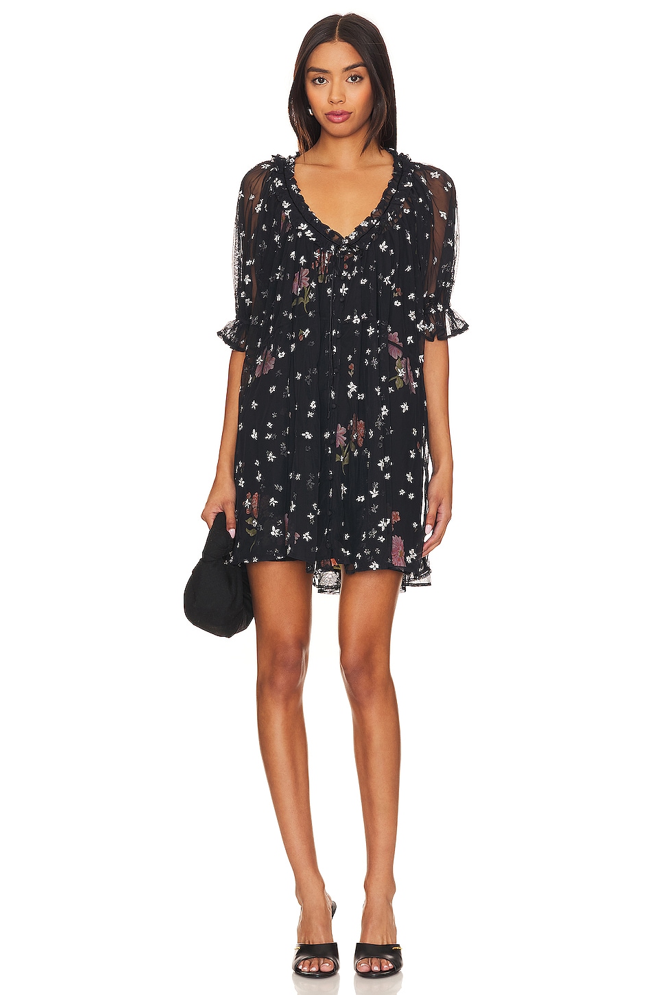 Free People ROBE COURTE EN MESH FREE PEOPLE WITH LOVE en Black | REVOLVE