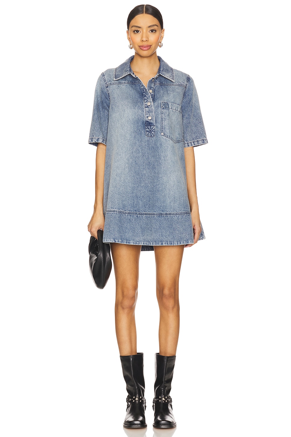 Free People Remino Denim Mini Dress in Ocean Blue | REVOLVE