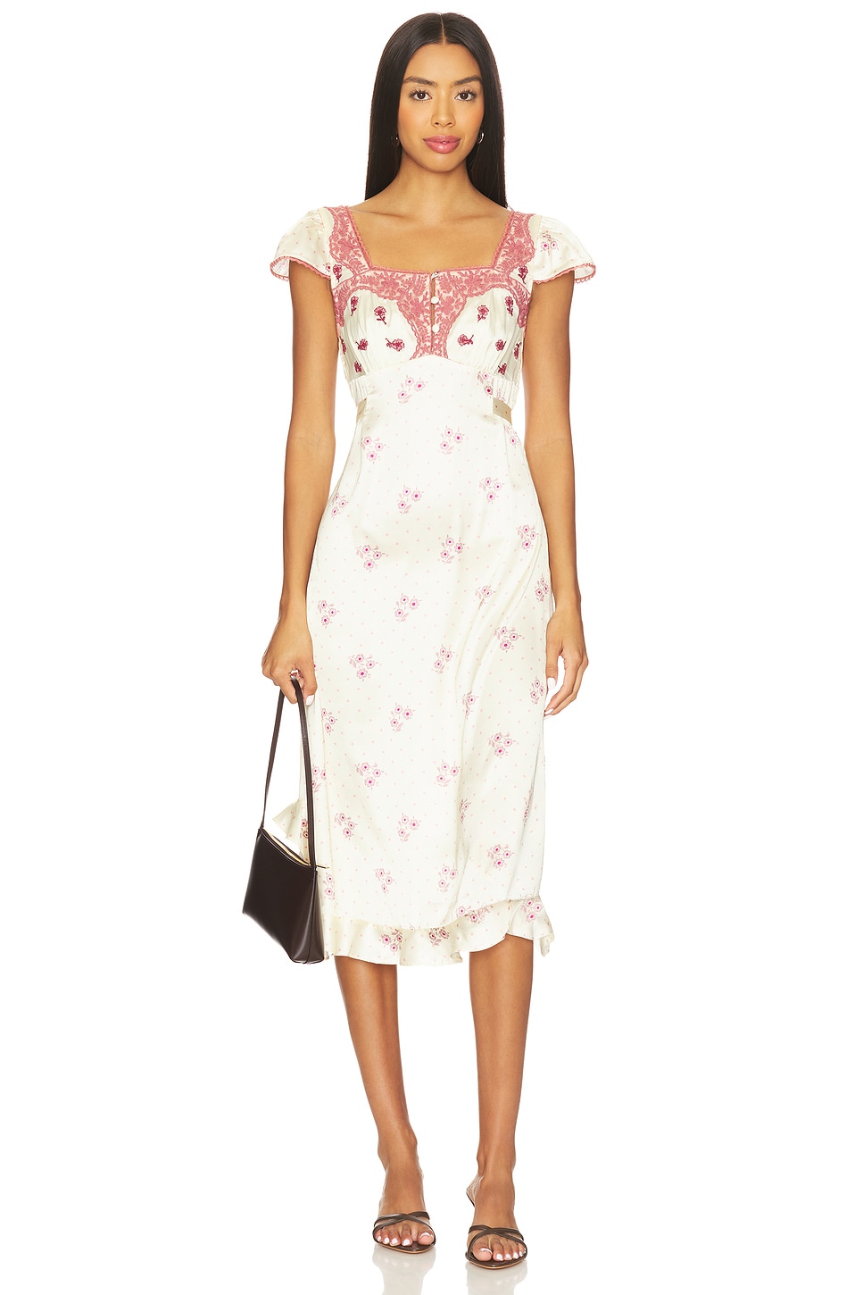Free People Haven Midi Dress in Swan Combo | REVOLVE