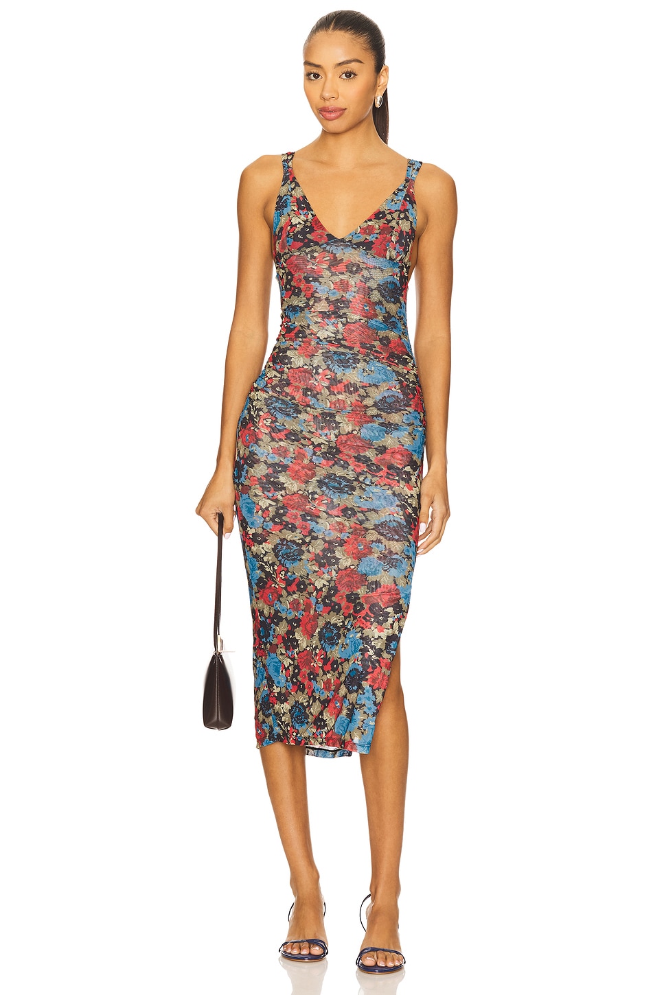 Free People x Intimately FP Long Live Printed Mesh Slip In Black Combo ...