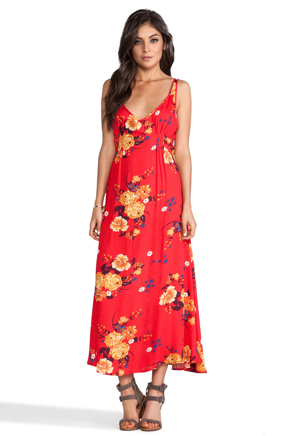 Free People Printed Maxi Slip Dress in Red Combo | REVOLVE