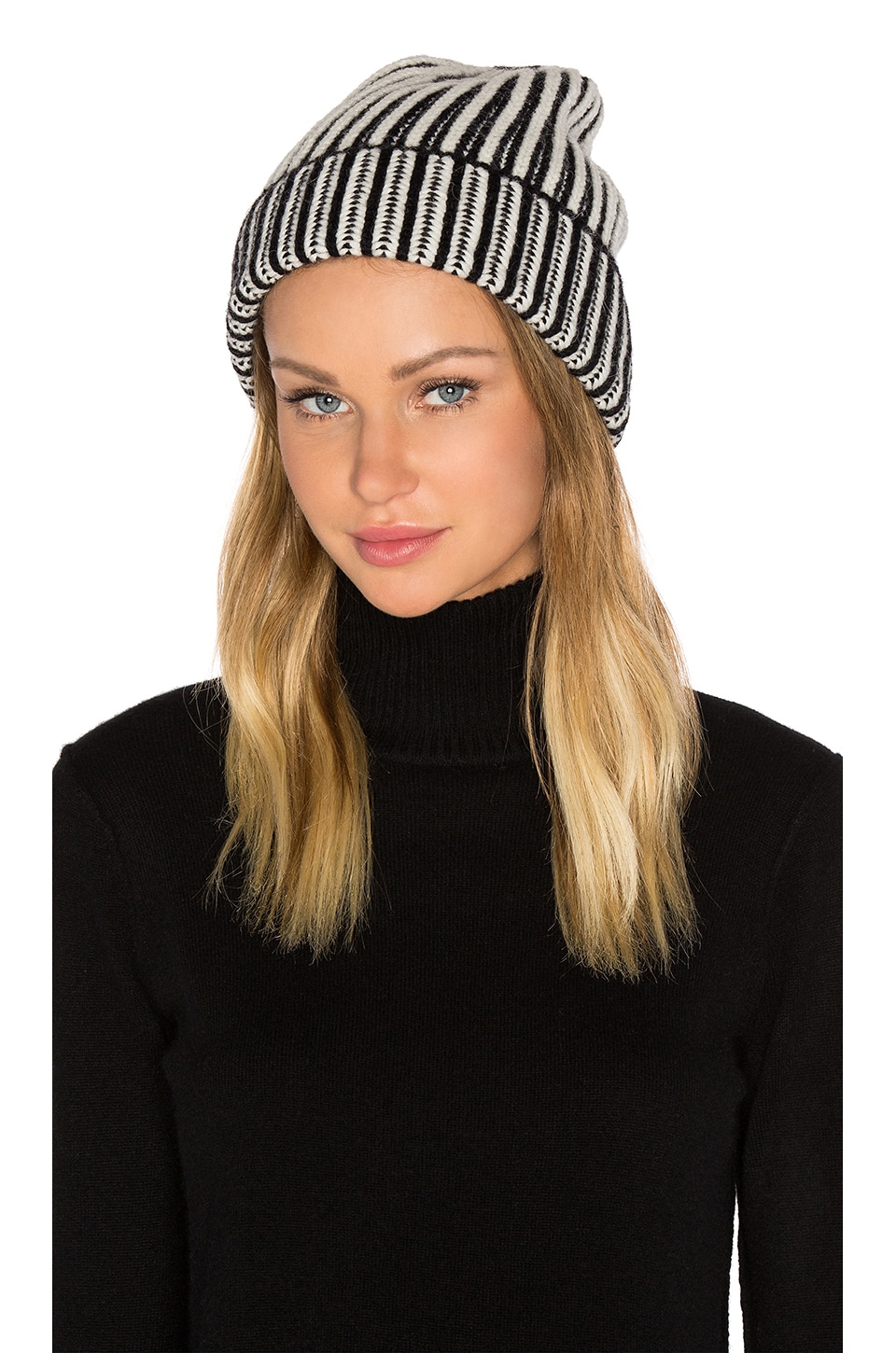 Free People Berkley Two Tone Beanie in Black Combo | REVOLVE