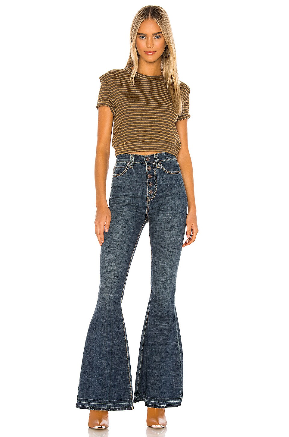 Free People Irreplaceable Flare Jean in Blue | REVOLVE