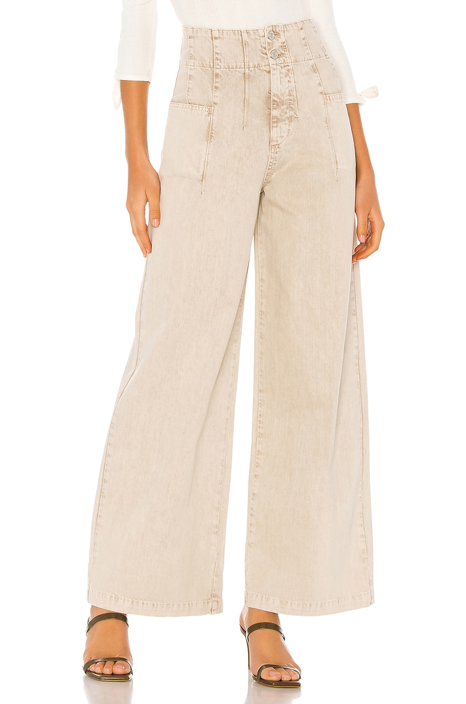 Free People Midnight City Wide Leg Jean in Neutral | REVOLVE