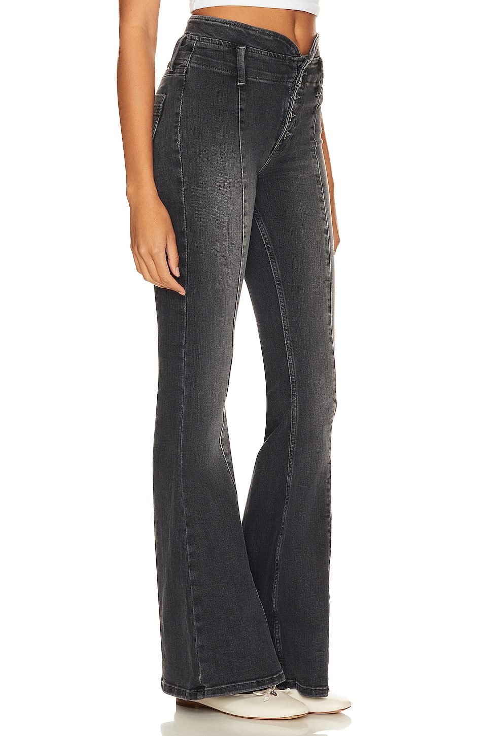 Free People After Dark Mid Rise Jean in Vintage Black | REVOLVE