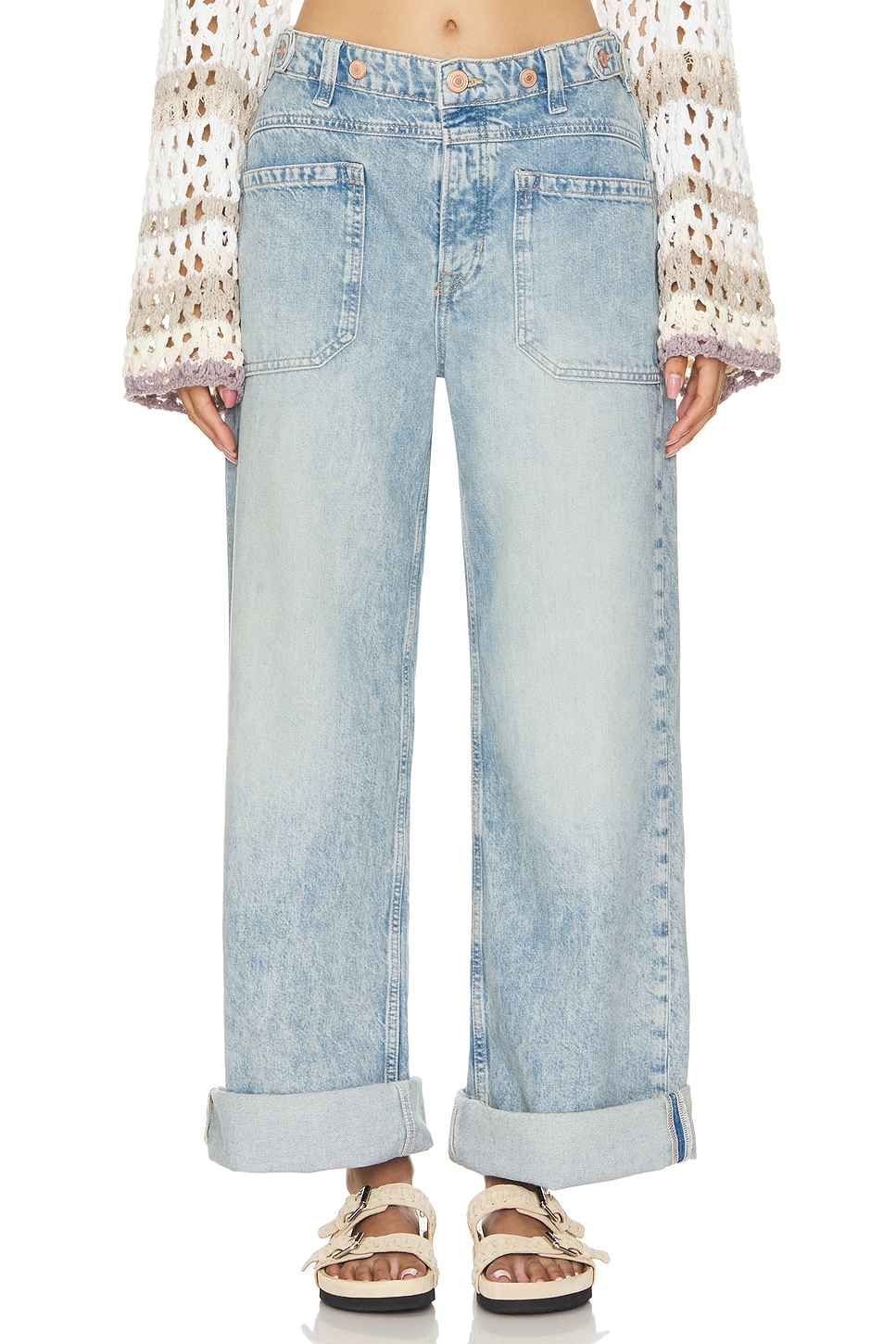 Free People x We The Free Palmer Cuffed Wide Leg in La La Land | REVOLVE