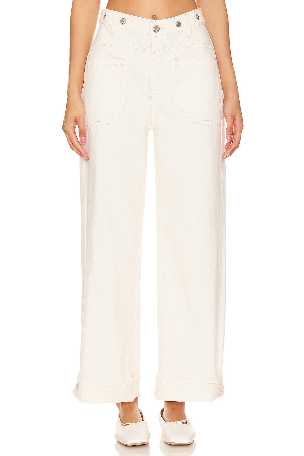 Free People x We The Free Palmer Cuffed Wide Leg In Eggshell in ...