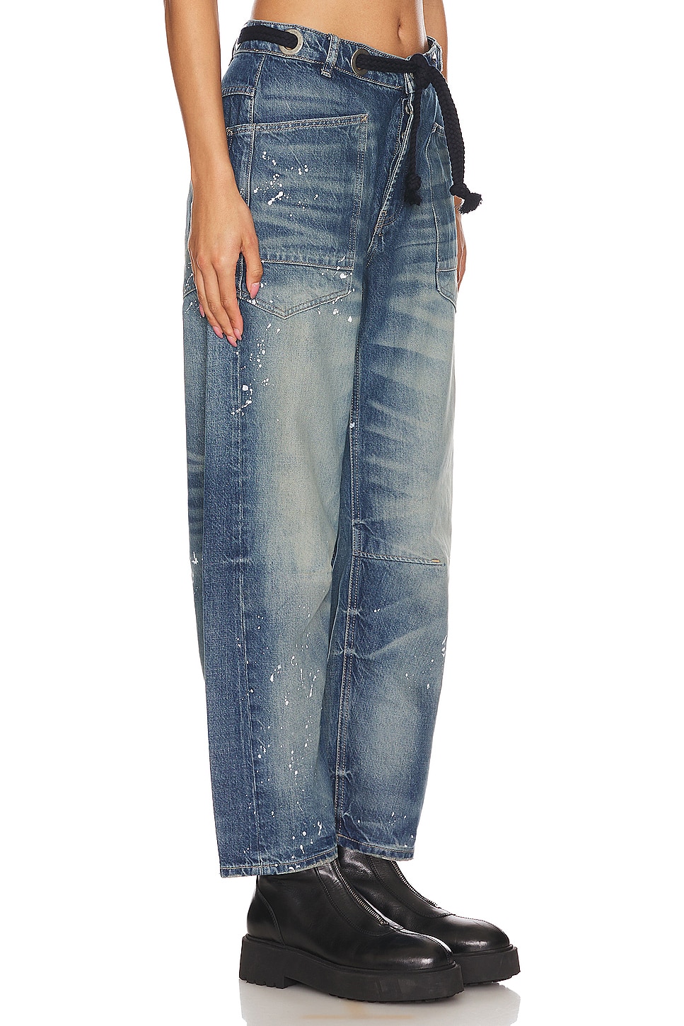 Free People x We The Free Moxie Low Slung Pull Jeans in Timeless Blue ...
