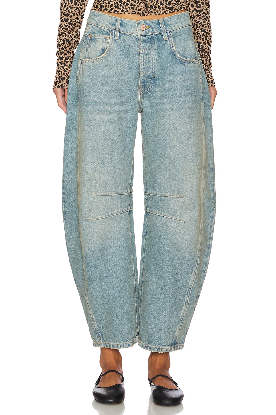 Free People x We The Free Good Luck Mid Rise Barrel Jeans in Kismet ...
