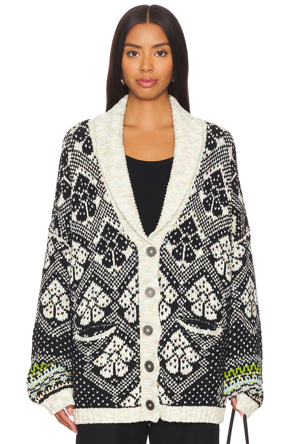 Free People Sasha Cardigan in Onyx Blossom Combo | REVOLVE