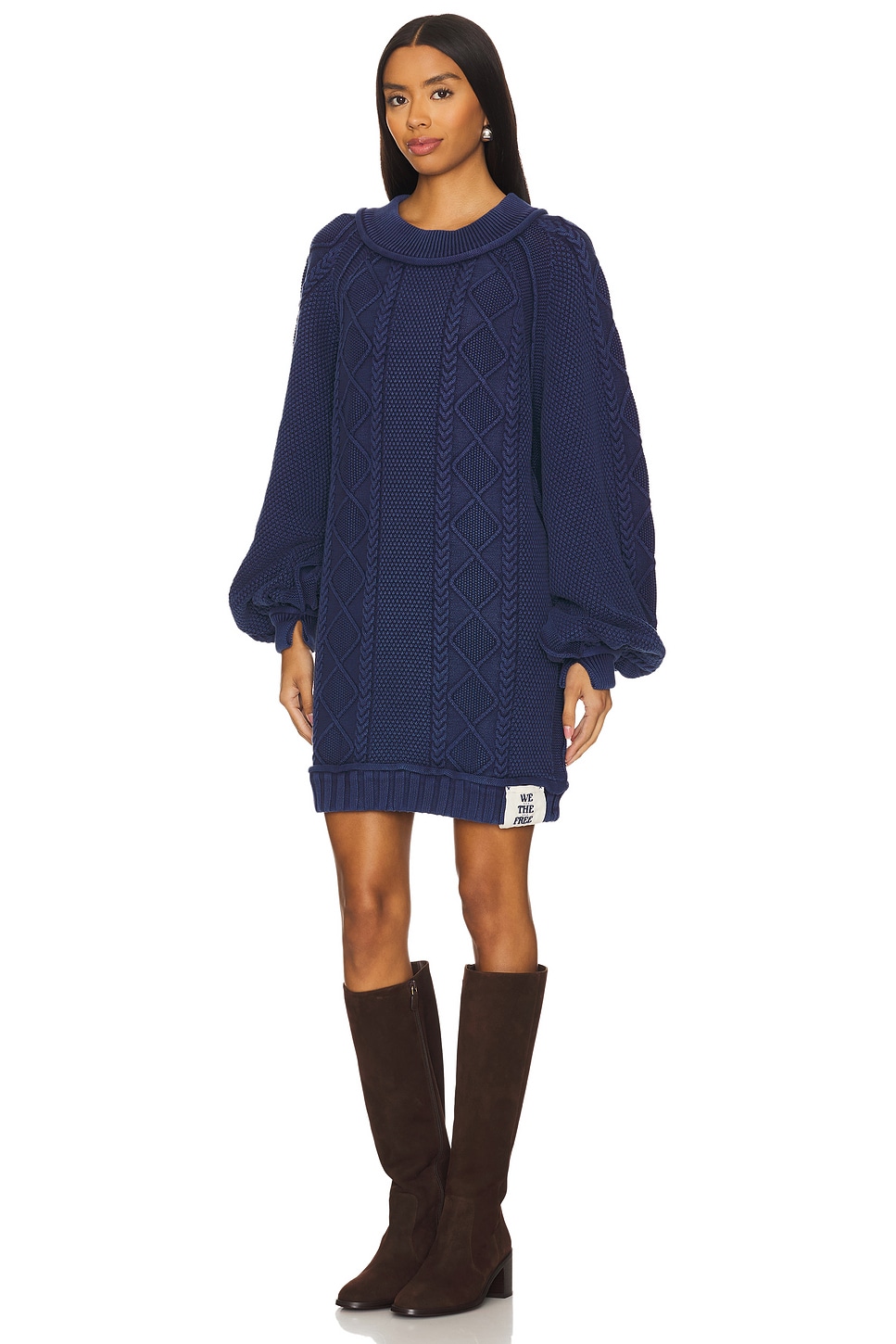 Free People x REVOLVE x We The Free The Feels Cable Sweater in Navy ...