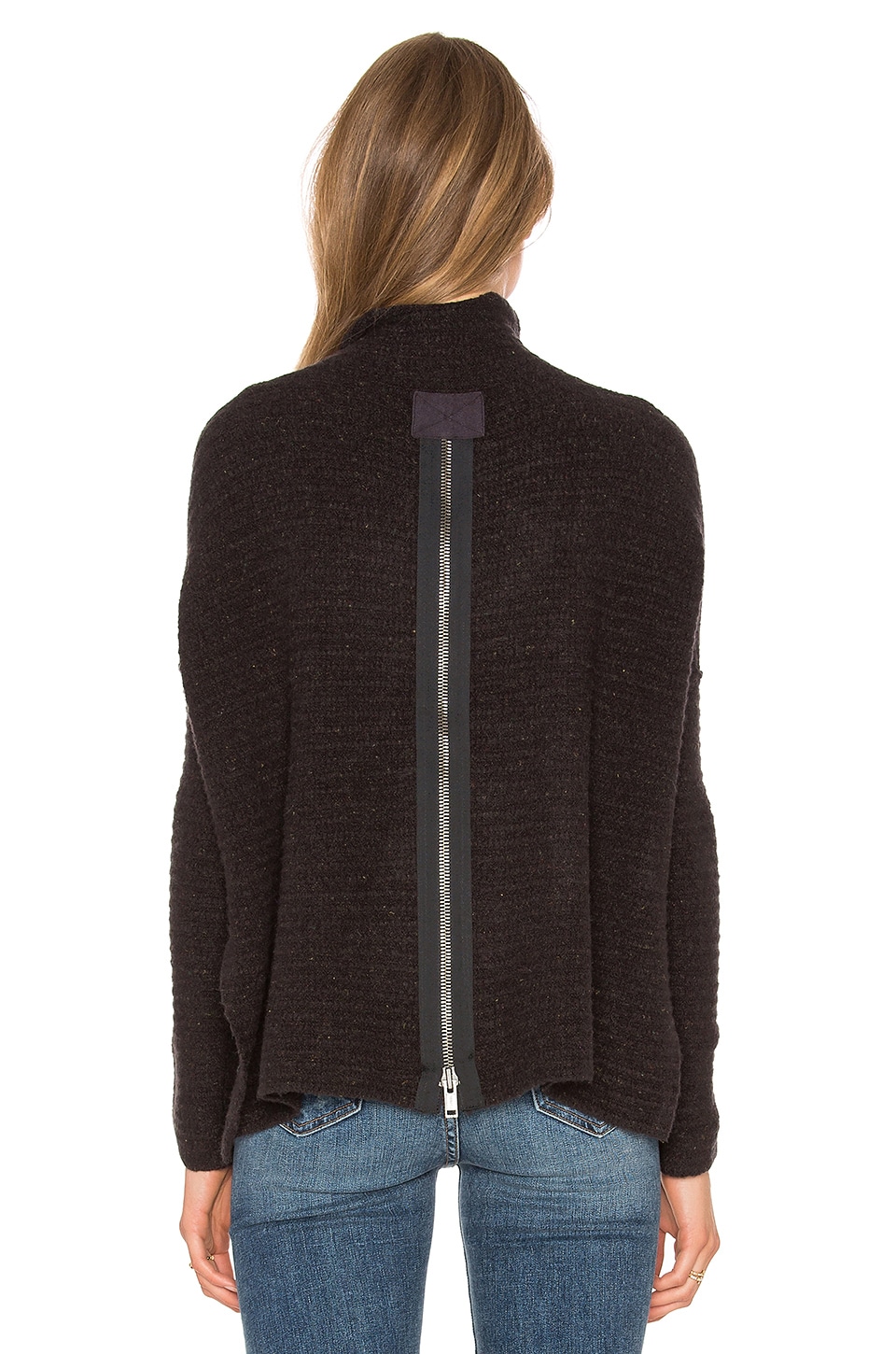 Free People Arctic Fox Zip Back Sweater in Black | REVOLVE