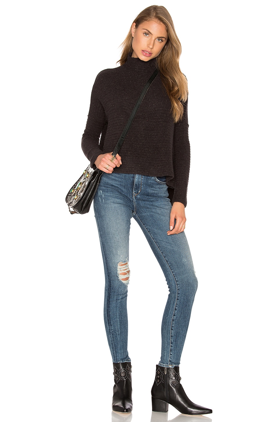 Free People Arctic Fox Zip Back Sweater in Black | REVOLVE