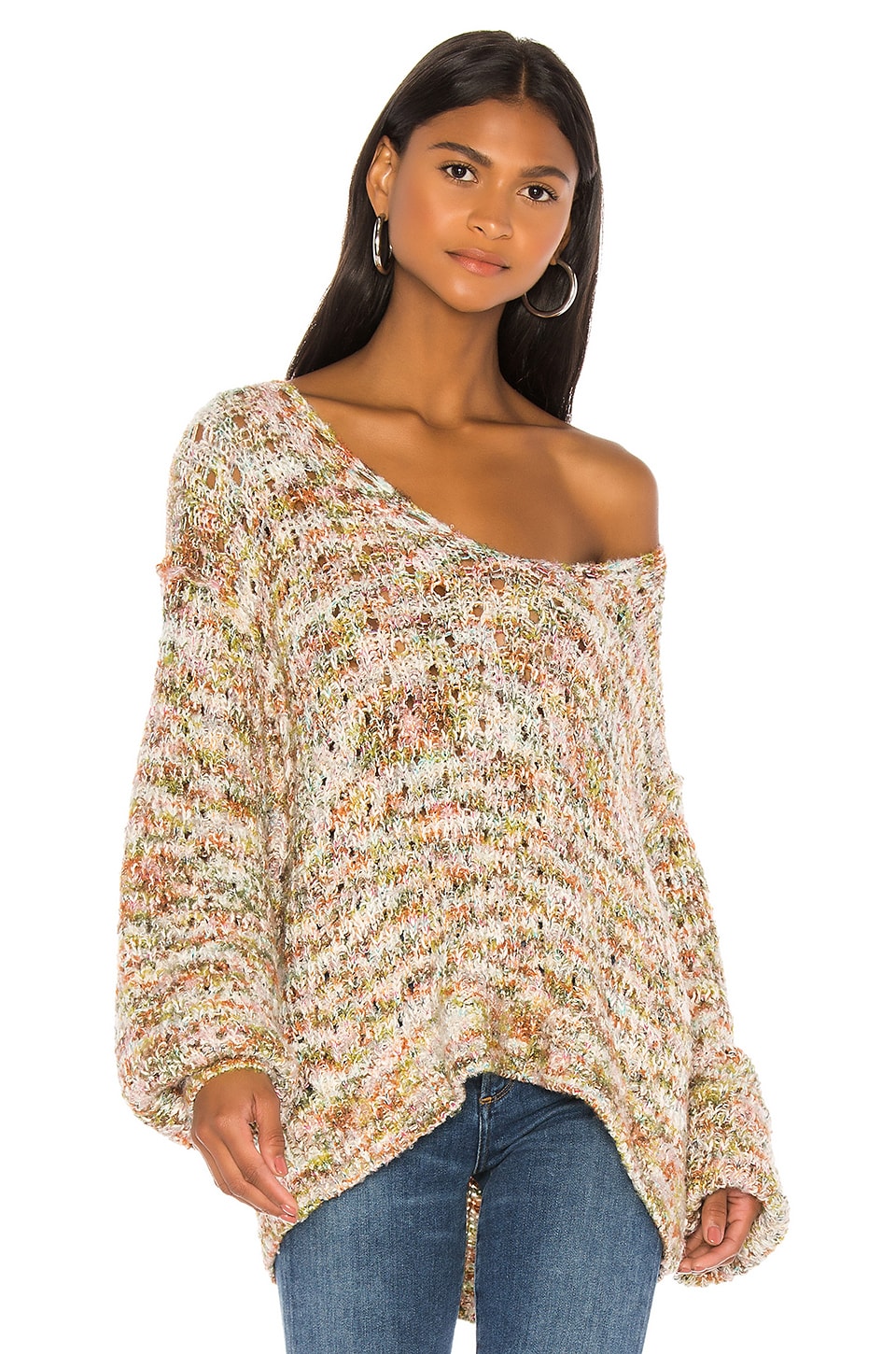 Free People Highland V Sweater in Neutral Combo | REVOLVE