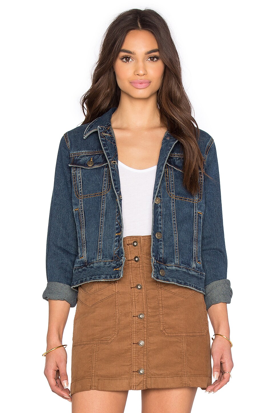 Free People Fitted Denim Jacket in Indigo | REVOLVE