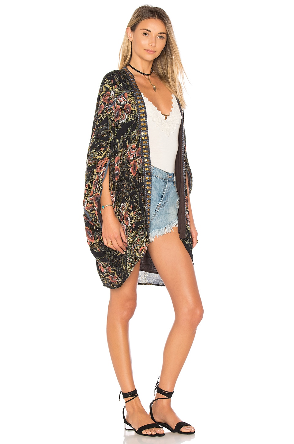 Free People Jaipur Kimono in Black | REVOLVE