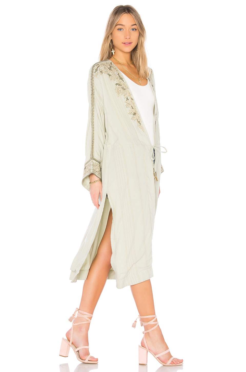 Free People Afterglow Kimono in Mint | REVOLVE