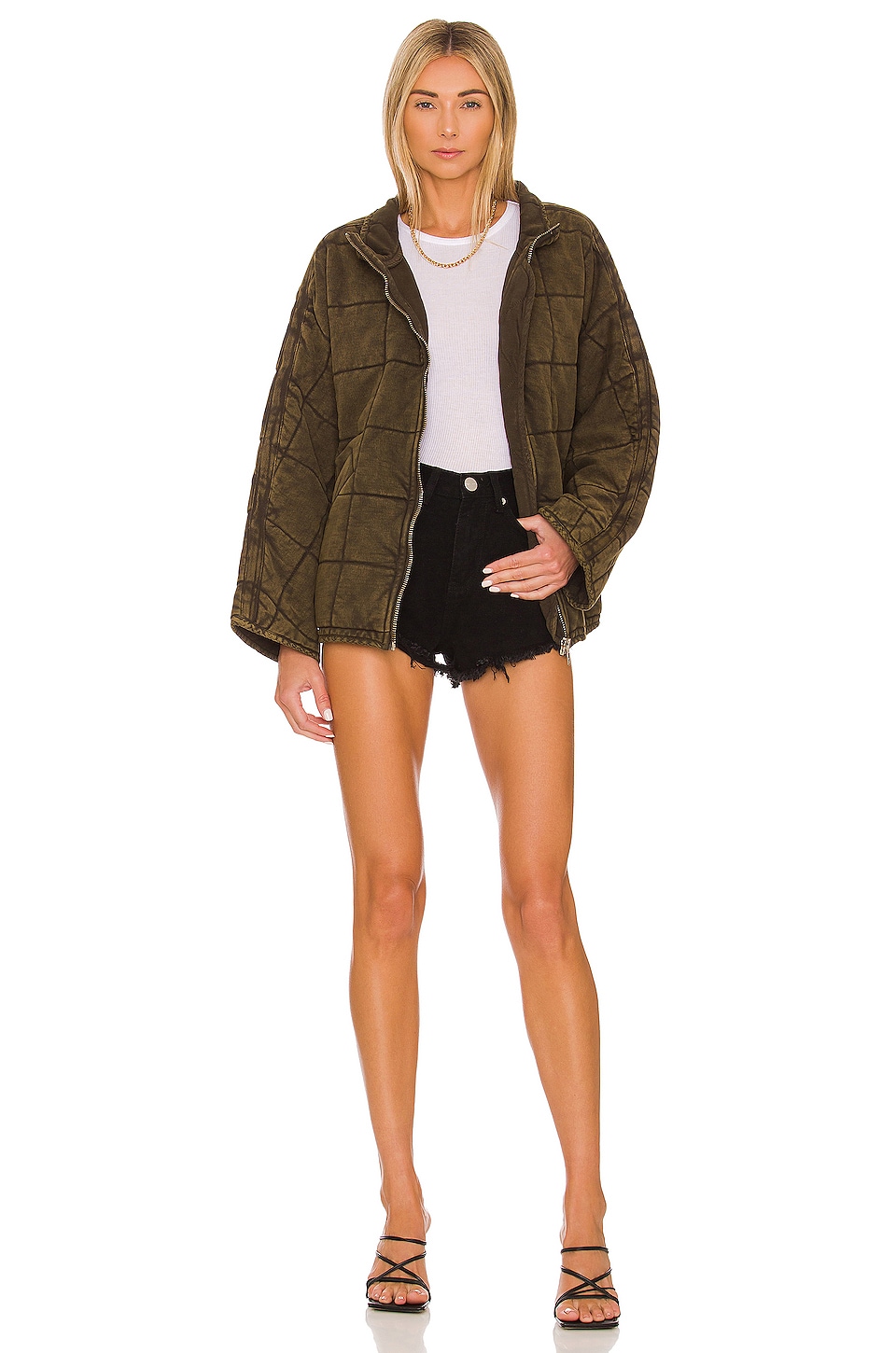 Free People x We The Free Dolman Quilted Jacket in Dusted Military ...