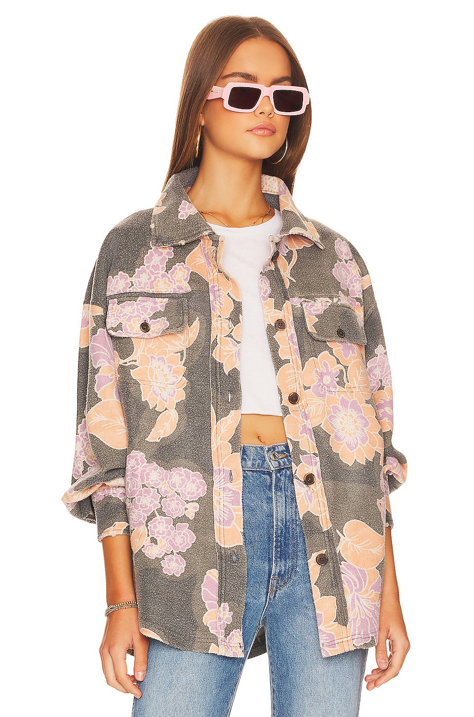 Free People Printed Ruby Jacket in Charcoal Combo | REVOLVE