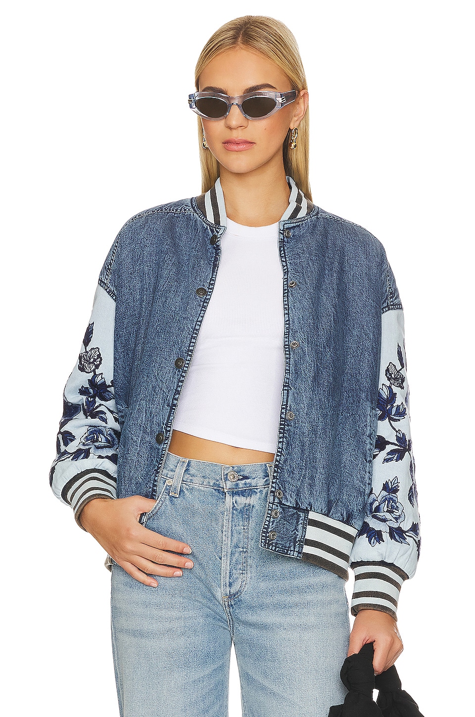 Free People Team Spirit Jacket in Stone Blue | REVOLVE