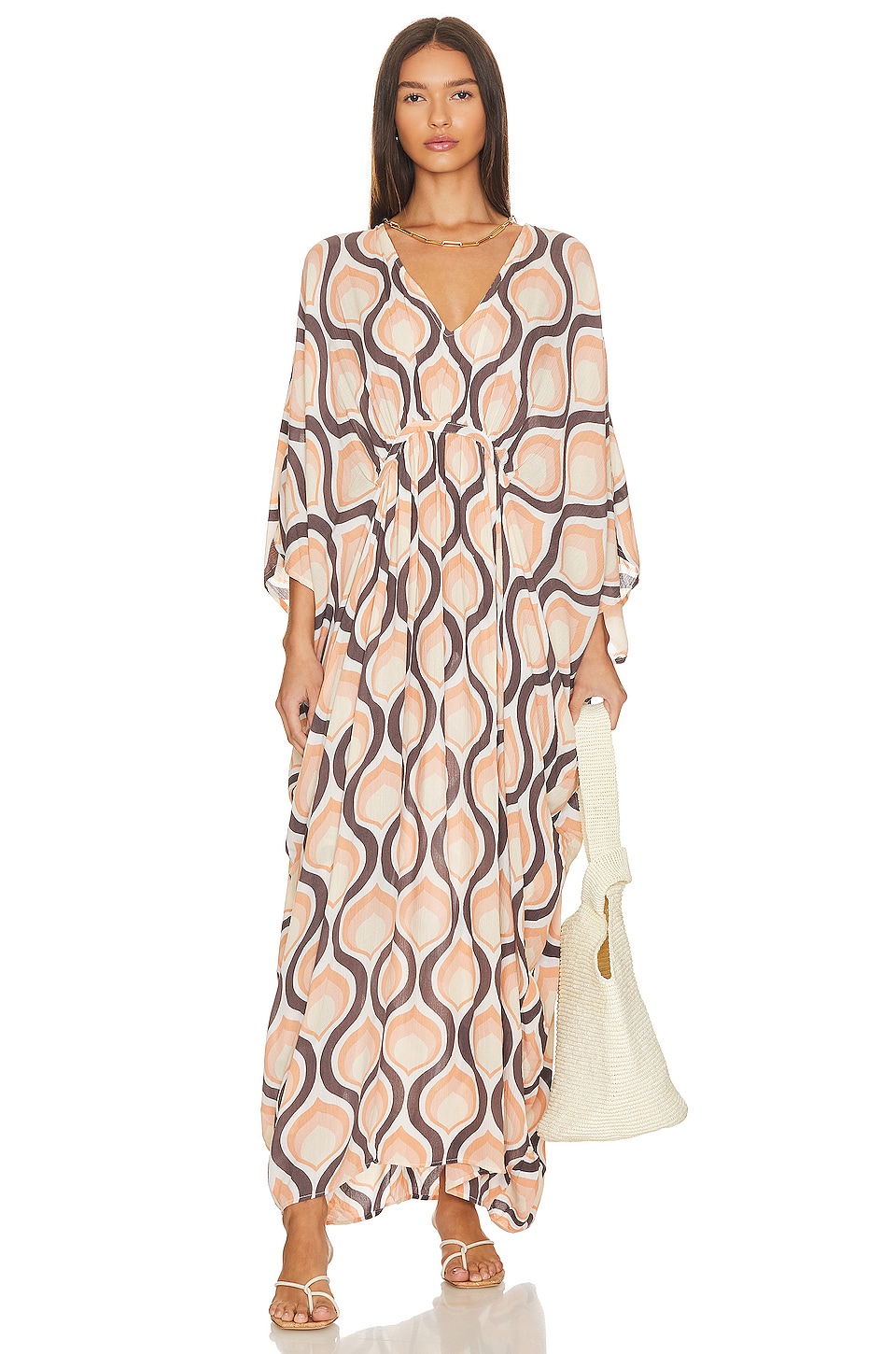 Free People X Intimately FP Groovy Baby Maxi Kimono in Pink Sand | REVOLVE