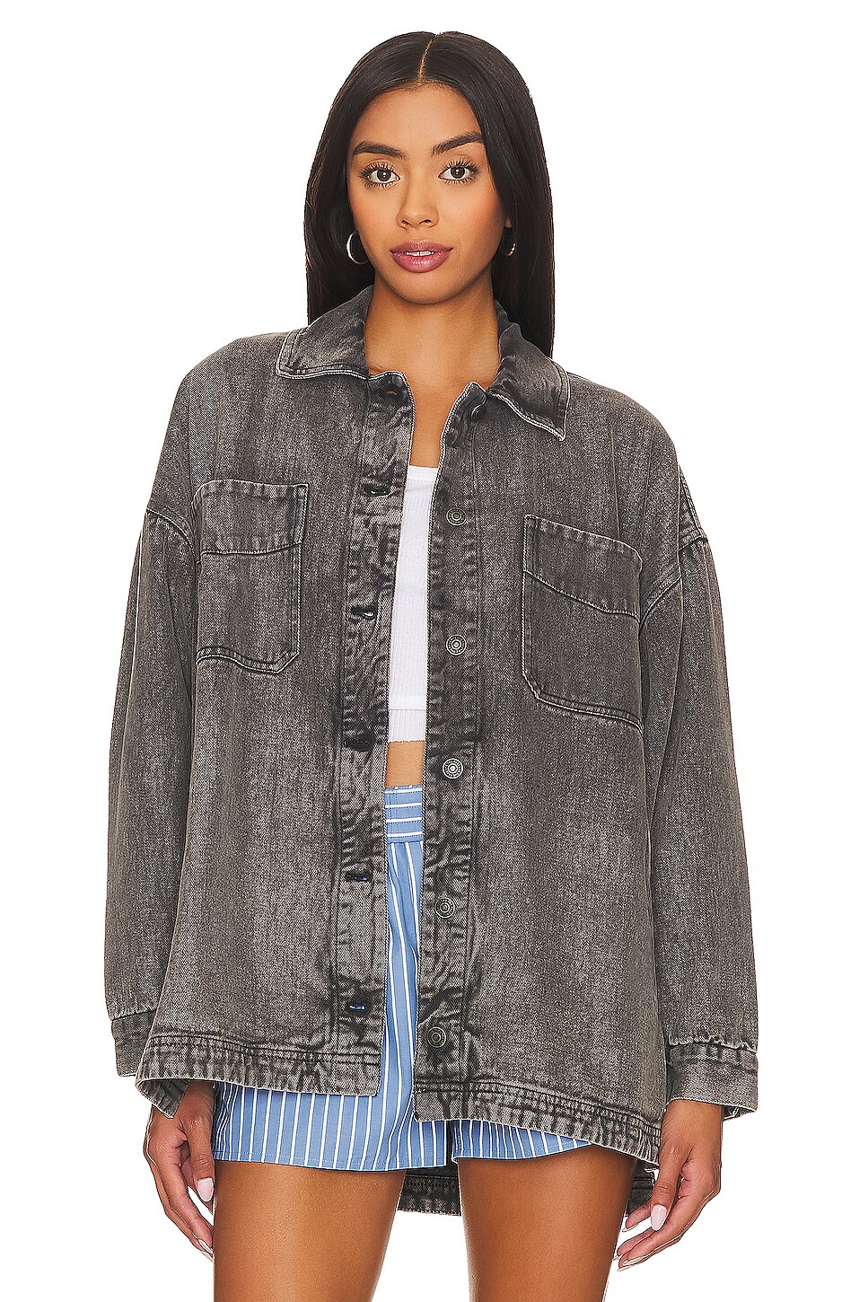 Free People x We The Free Madison City Jacket in Washed Black | REVOLVE