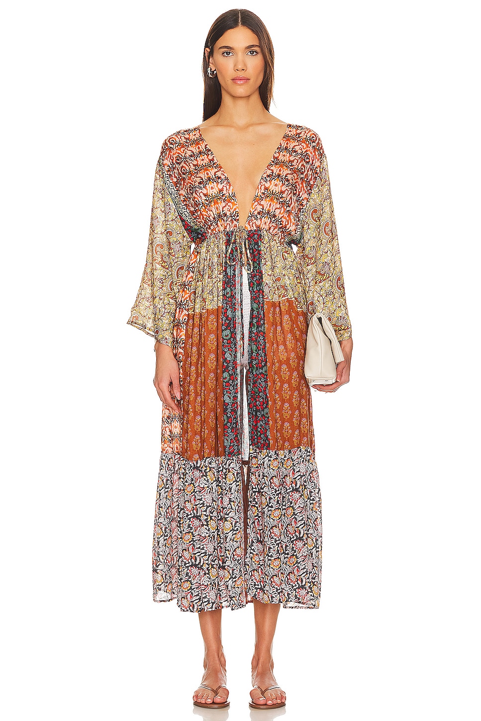 Free People Bombay Mixed Print Kimono in Sand Combo | REVOLVE