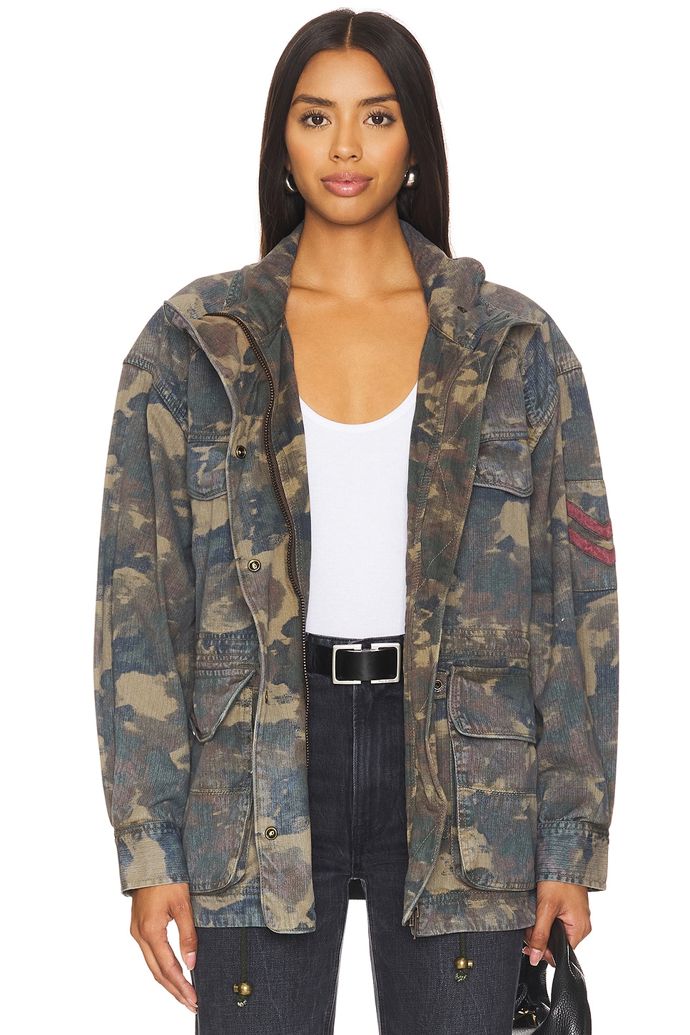 Free People x We The Free Arya Utility Camo Jacket in Dusty Olive Combo ...