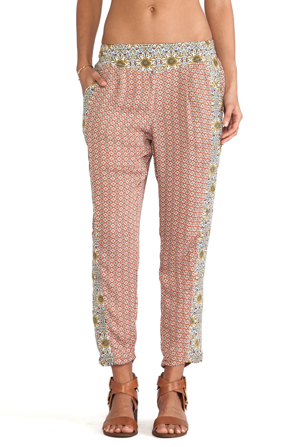 Free People Easy Pleat Pant in Red Geo Ditsy | REVOLVE