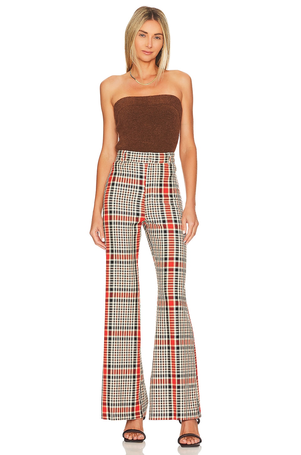 Free People Plaid Jules Pant in Rust Combo | REVOLVE