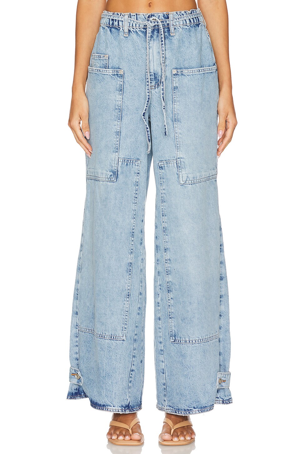 Free People x We The Free Curvy Outlaw Wide Leg Pants in Drizzle | REVOLVE