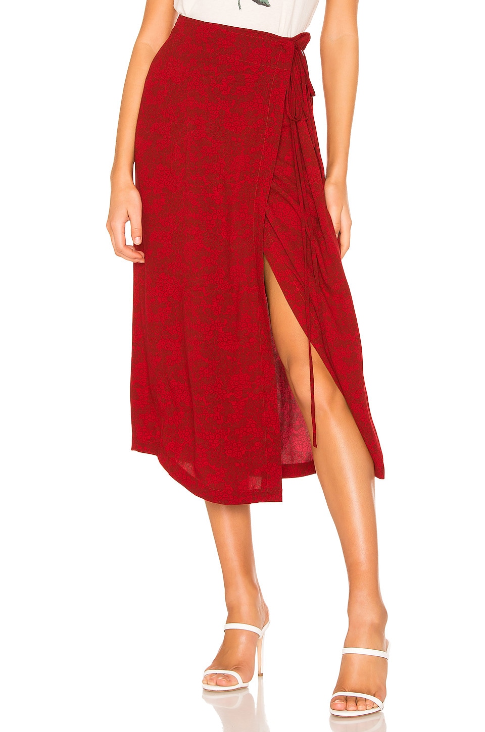 Free People Yasmin Tied Midi Skirt in Raspberry | REVOLVE