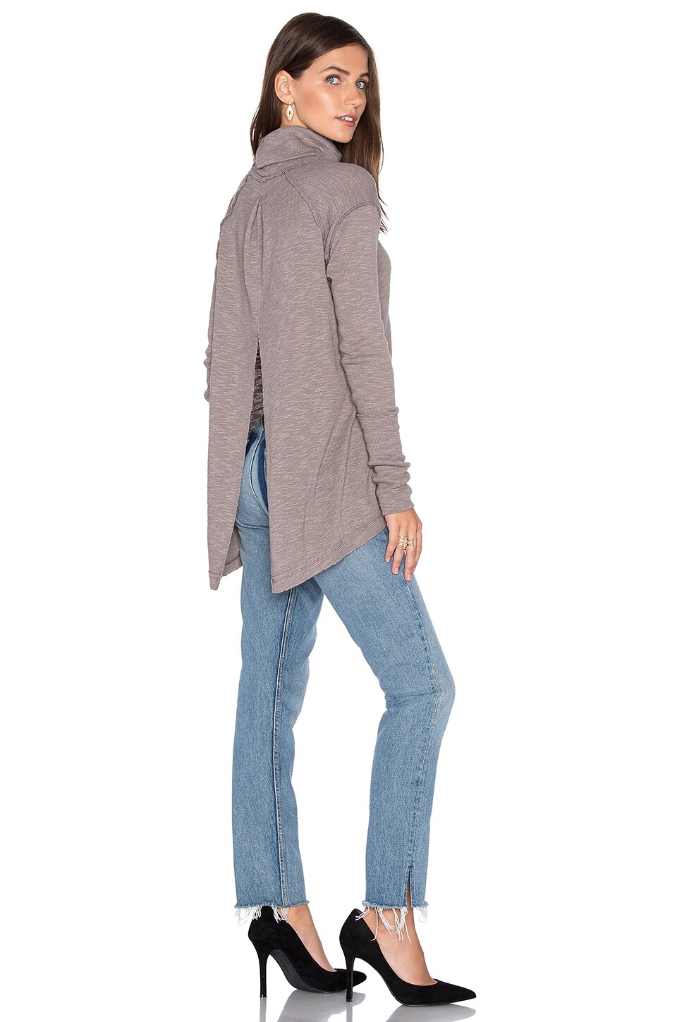 Free People L/S Turtle Top in Stone | REVOLVE
