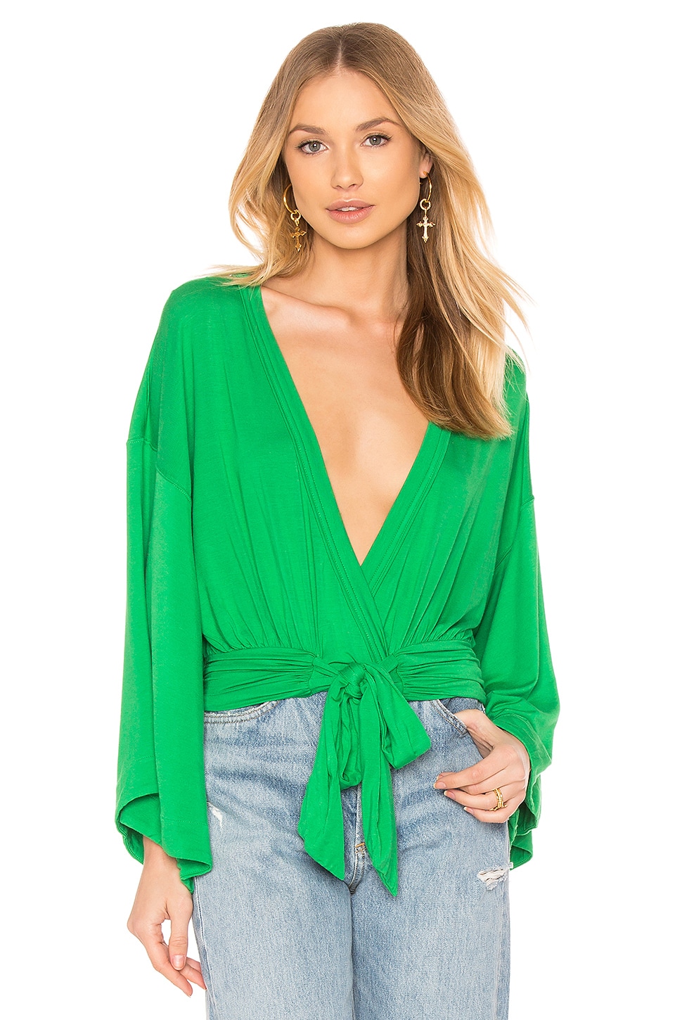 Free People That's A Wrap Solid Top in Green | REVOLVE