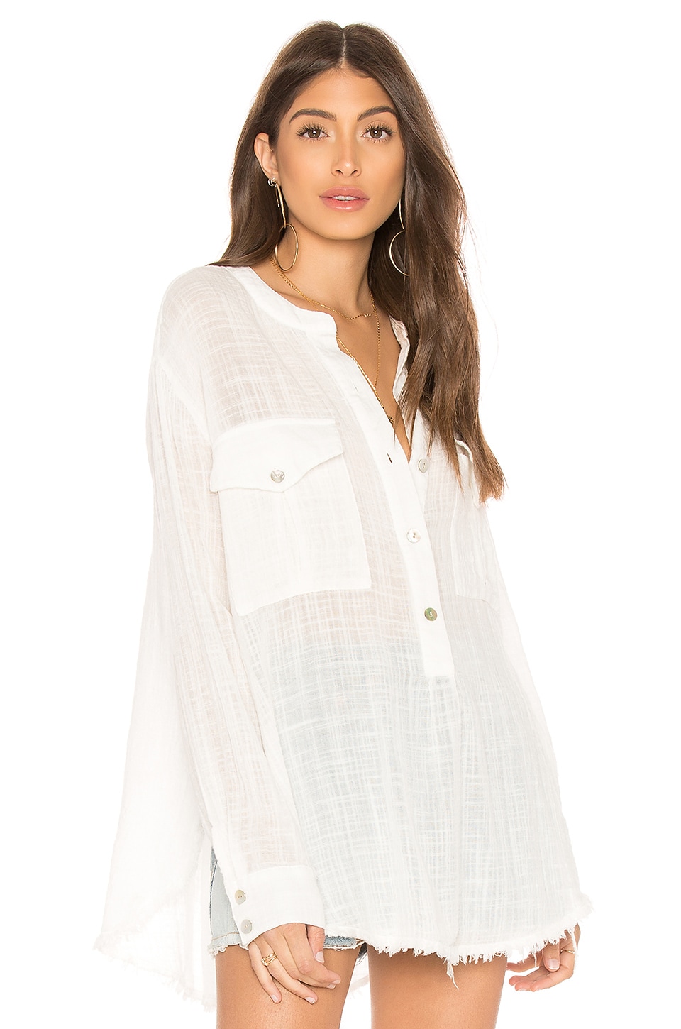 Free People Talk To Me Button Down in Ivory | REVOLVE