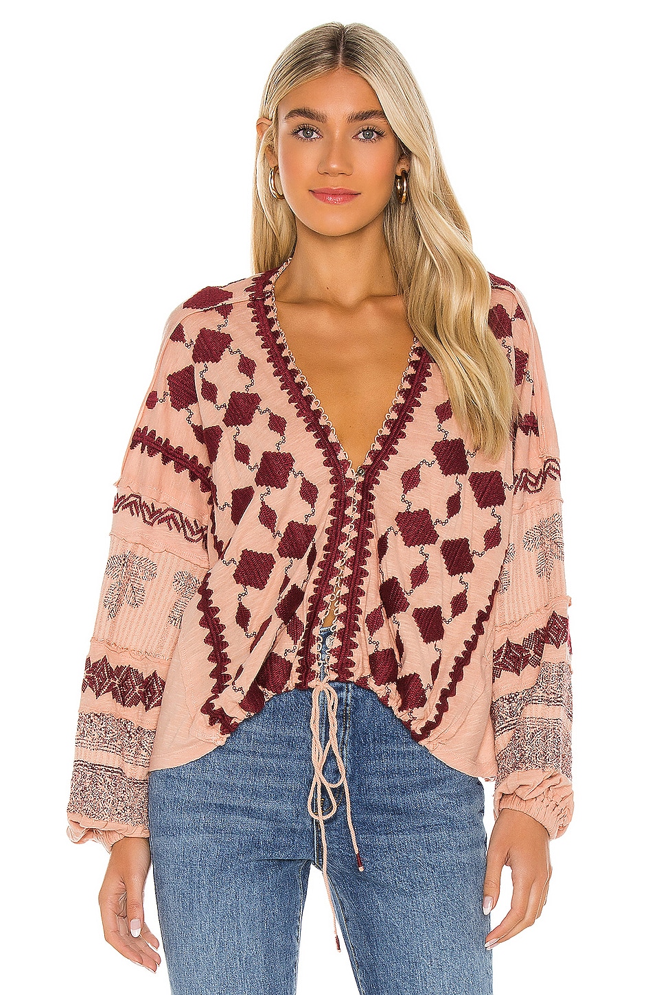 Free People Home Town Top in Dusted Peach Combo | REVOLVE