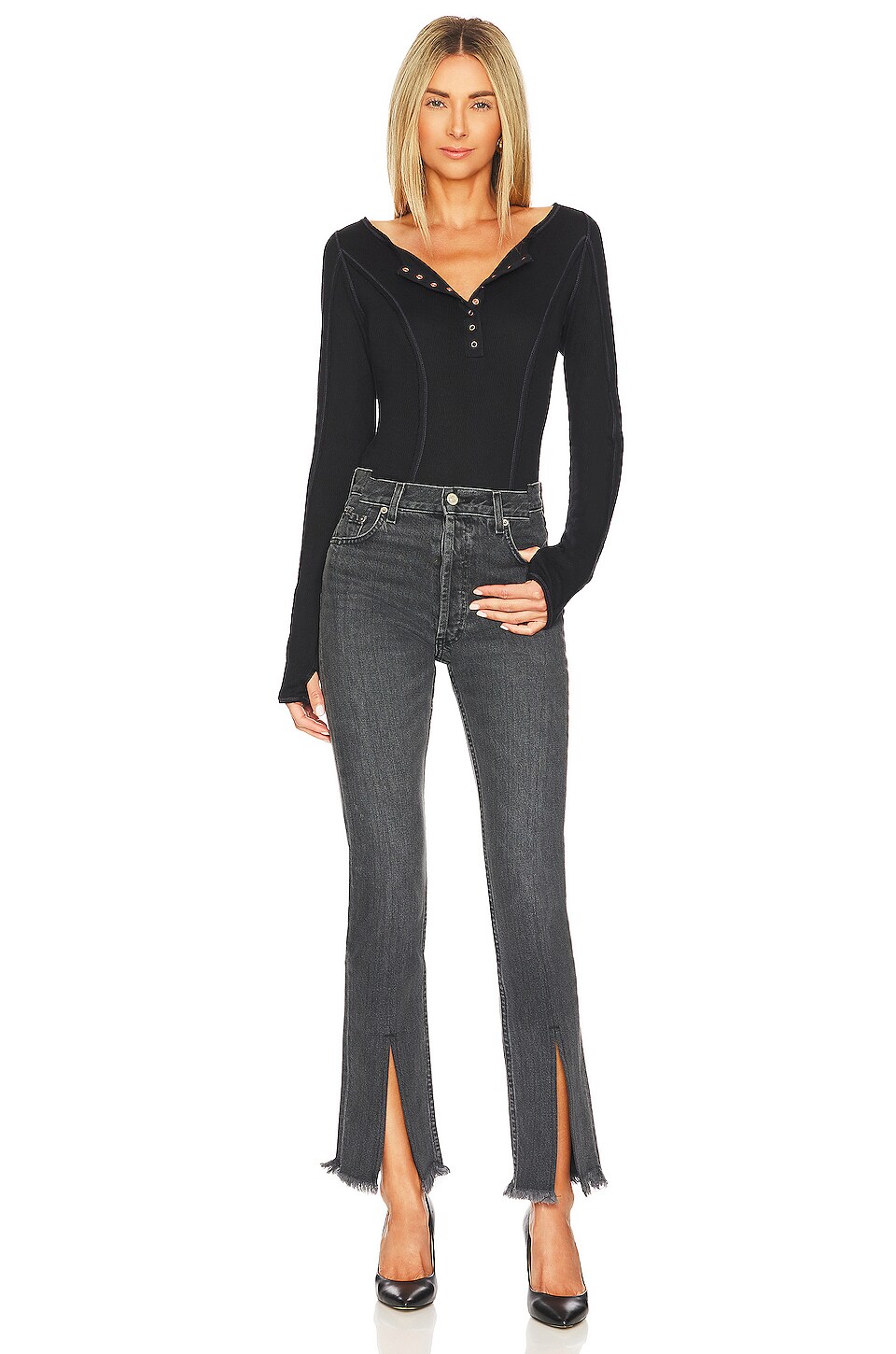 Free People Sloane Bodysuit in Black | REVOLVE