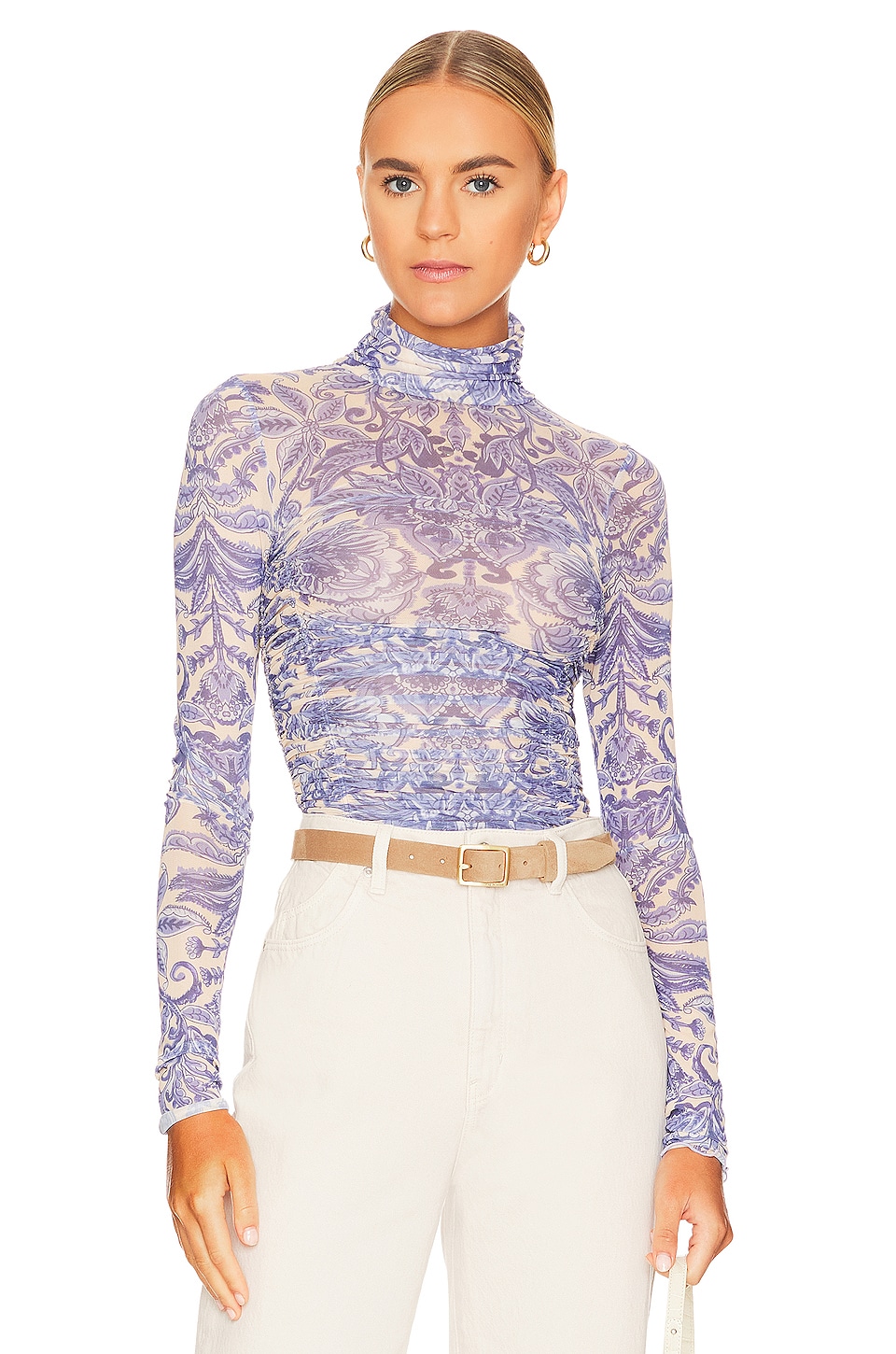 Free People Under It All Printed Bodysuit in Porcelain Combo | REVOLVE