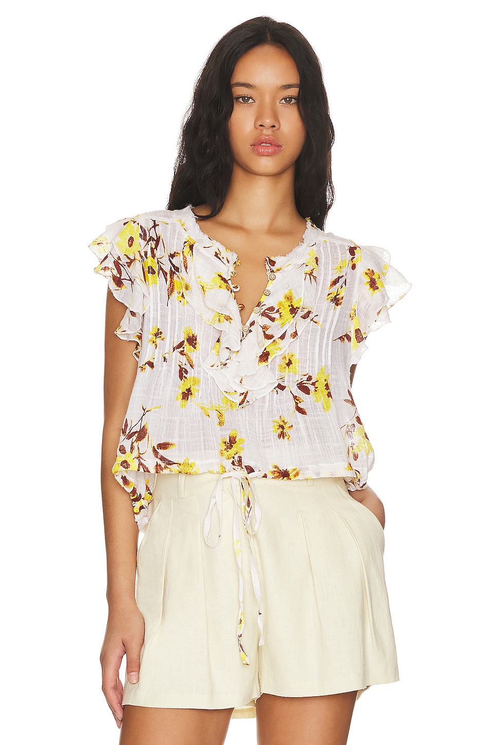 Free People Naya Printed Top in Ivory Combo | REVOLVE
