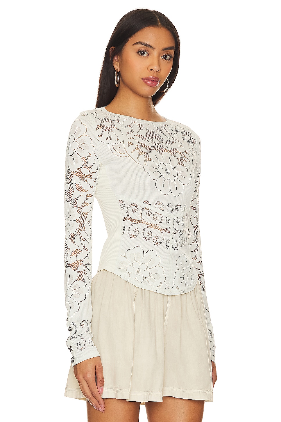 Free People Wild Roses Top in Pastry Cream | REVOLVE