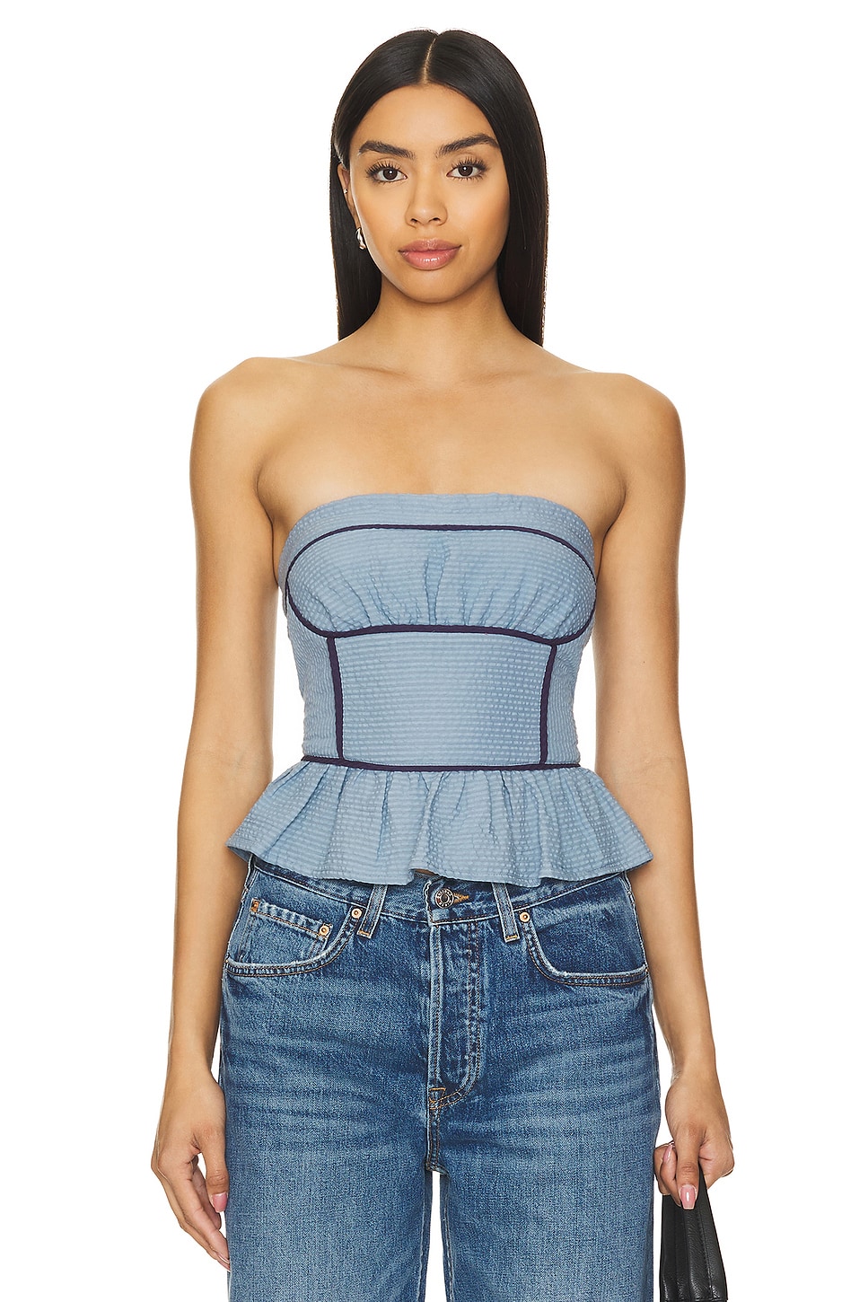 Free People Tara Tube Top in Faded Denim | REVOLVE