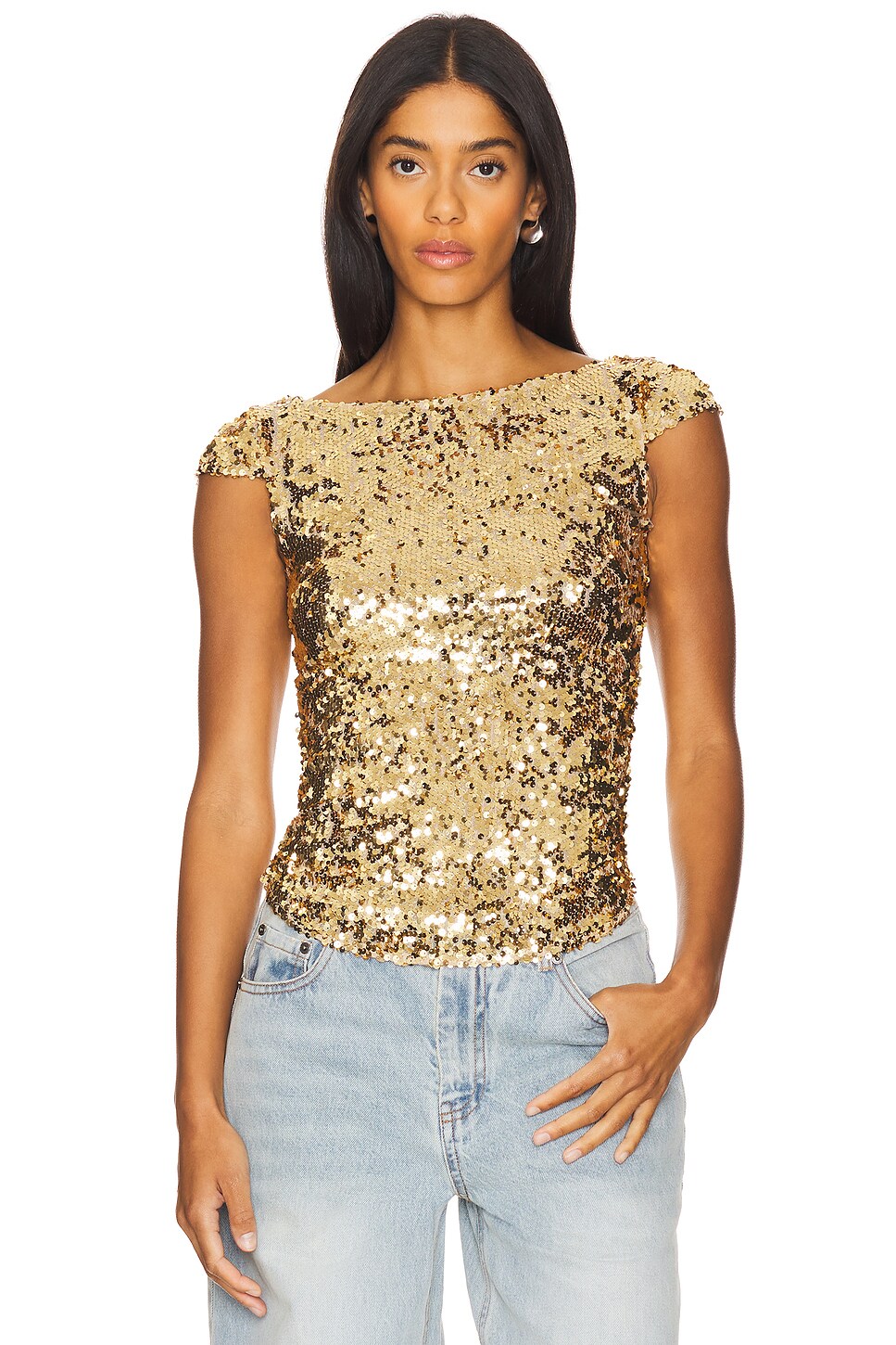 Free People x Intimately FP Late Last Night Tee in Gold | REVOLVE