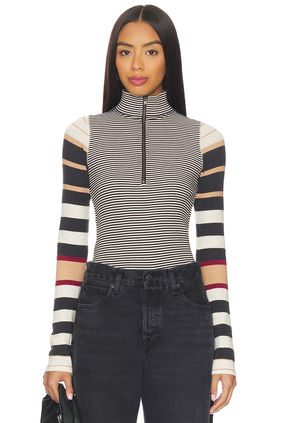 Free People x We The Free Avery Zip Up In Black Combo in Black Combo ...