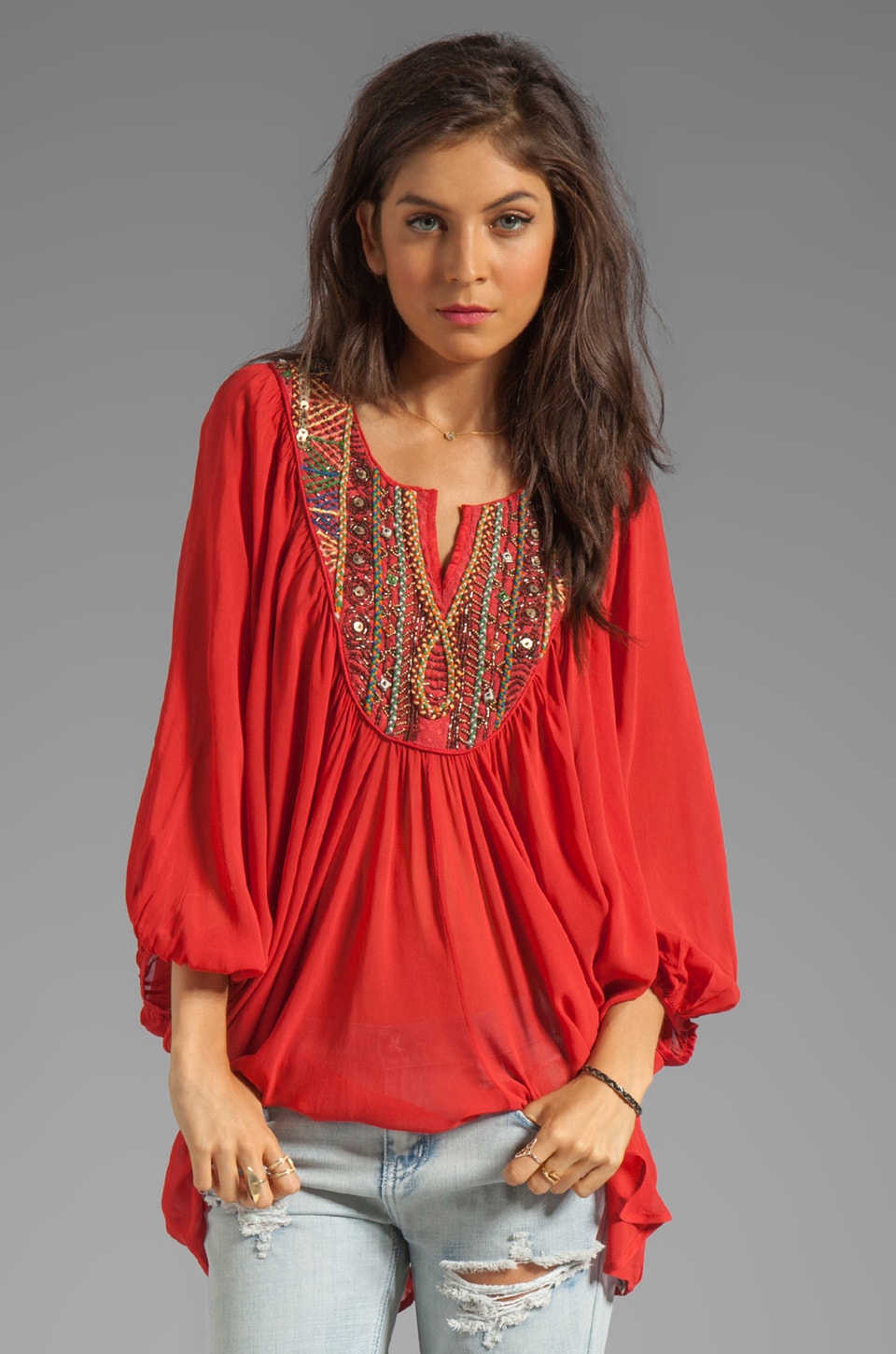 Free People Fortune Teller Top in Red Combo | REVOLVE