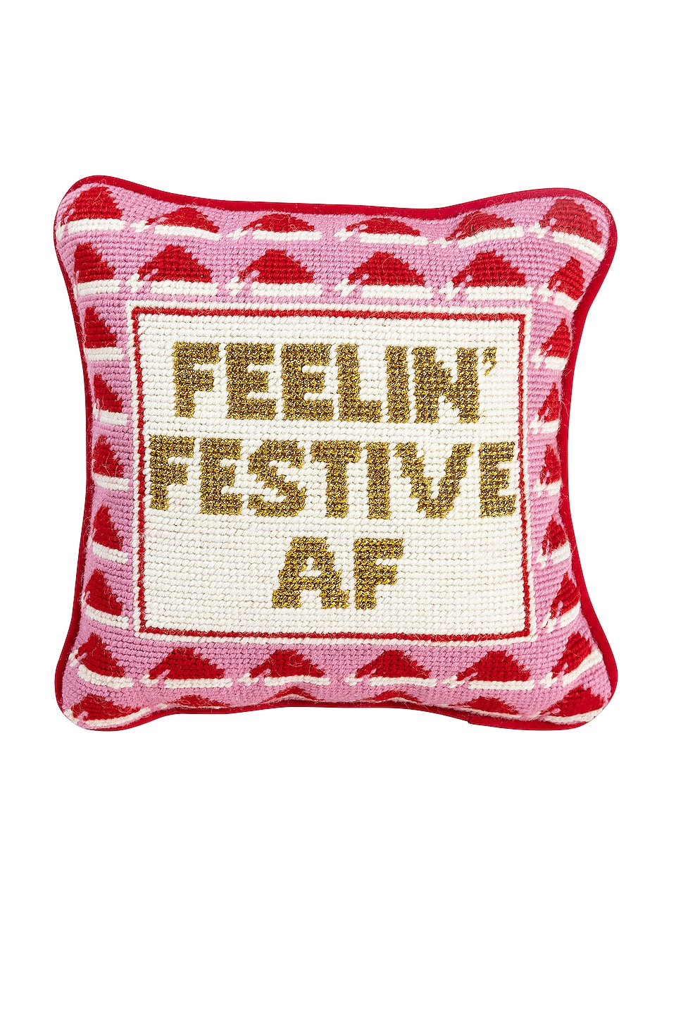 Furbish Studio Festive Af Needlepoint Pillow | REVOLVE