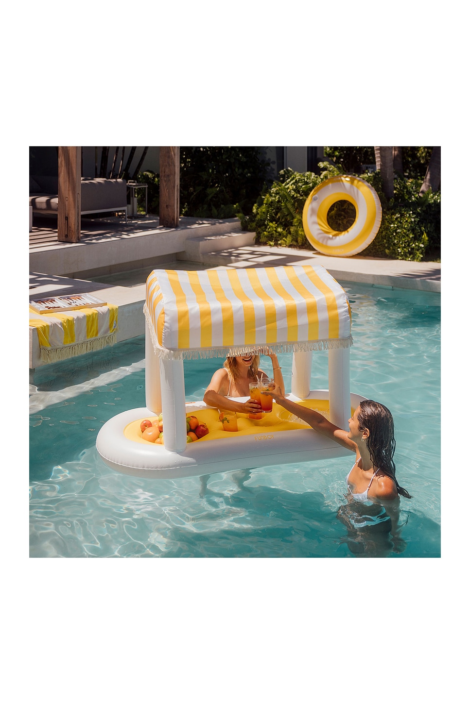 FUNBOY Yellow Cabana Stripe Floating Bar | REVOLVE