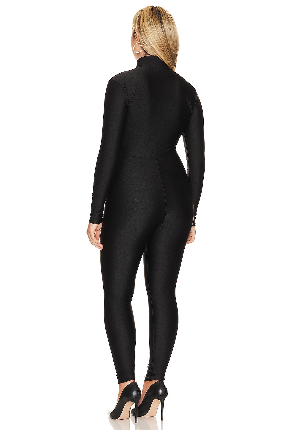 Good American Long Sleeve Zip Up Catsuit in Black001 | REVOLVE